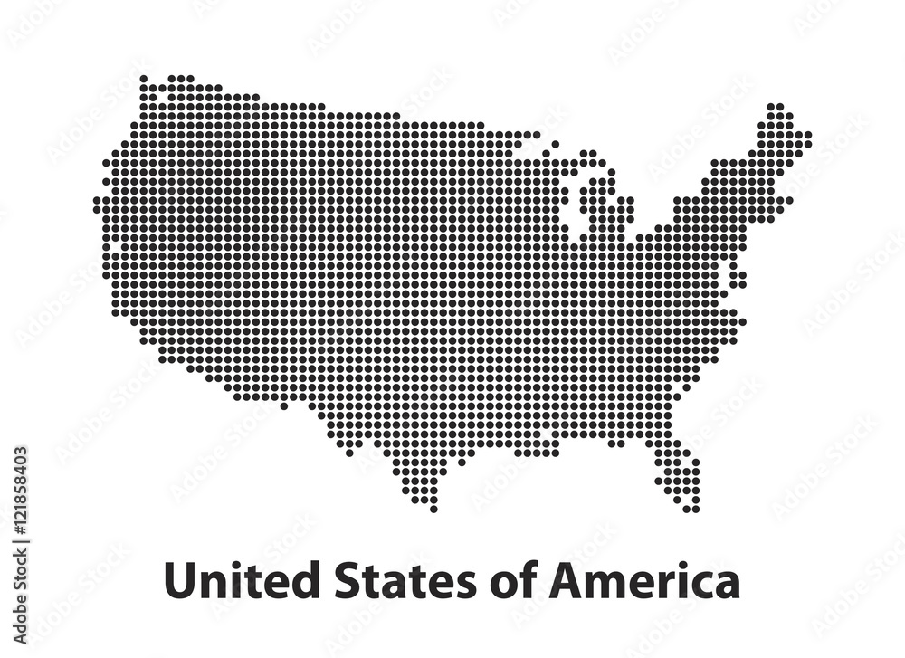 Dotted map of United State of America. Vector illustration. Stock ...