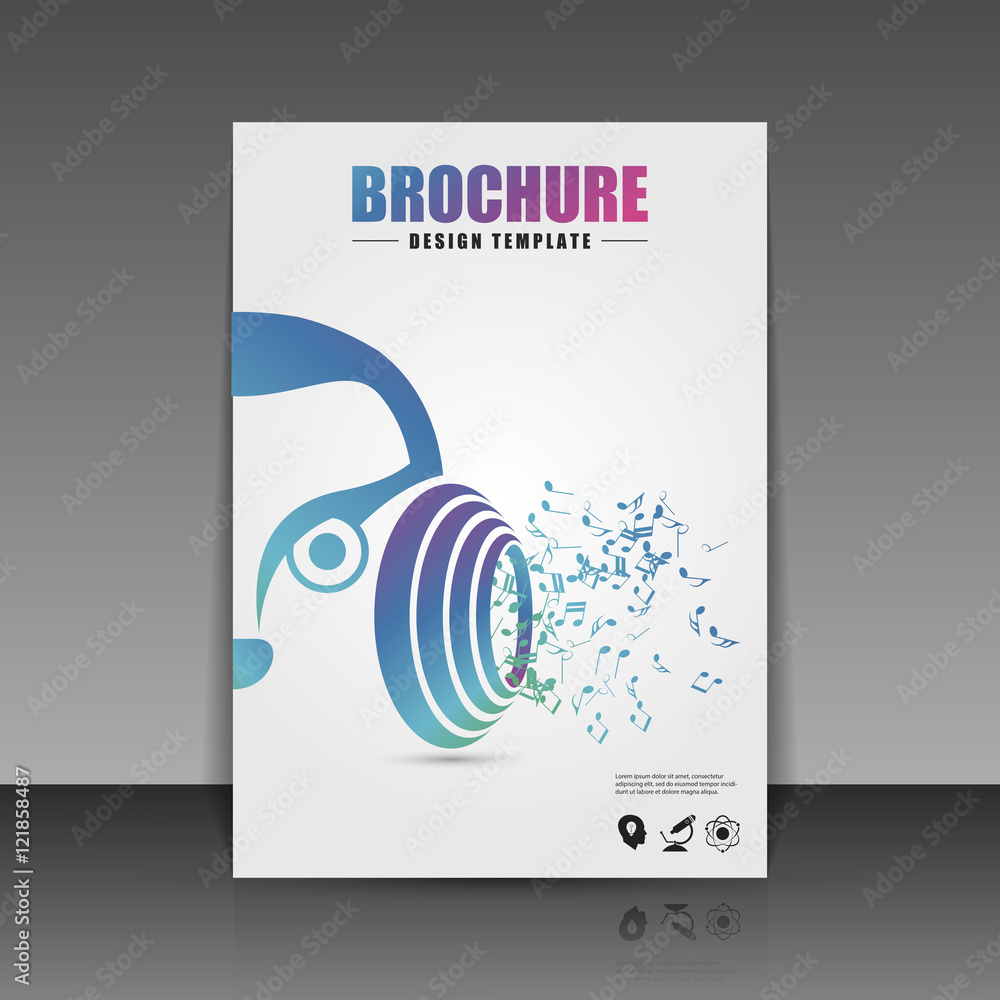 Music brochure cover design. Flyer, poster, booklet template Stock ...