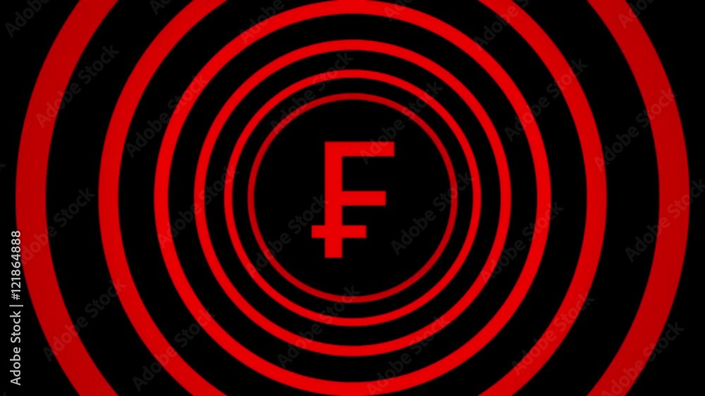 Falling Swiss frank sign surrounded by red circles - visual illusion ...