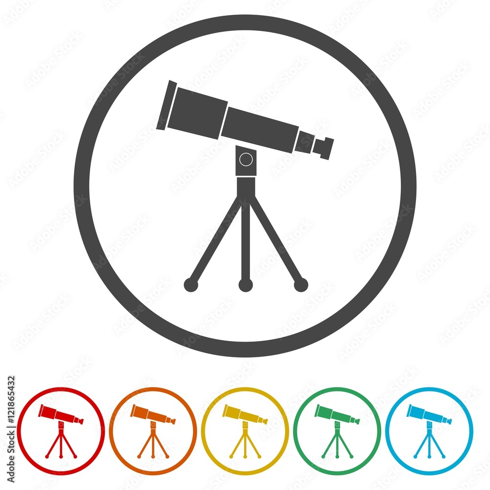 Flat Telescope icon in circle on white Stock Vector | Adobe Stock