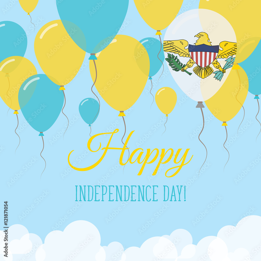 Virgin Islands, U.S. Independence Day Flat Greeting Card. Flying Rubber ...