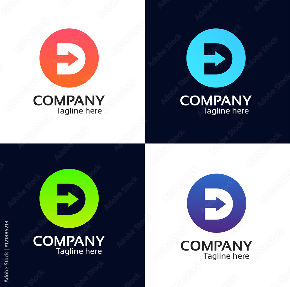 D letter round icon company logo sign vector design Stock Vector ...