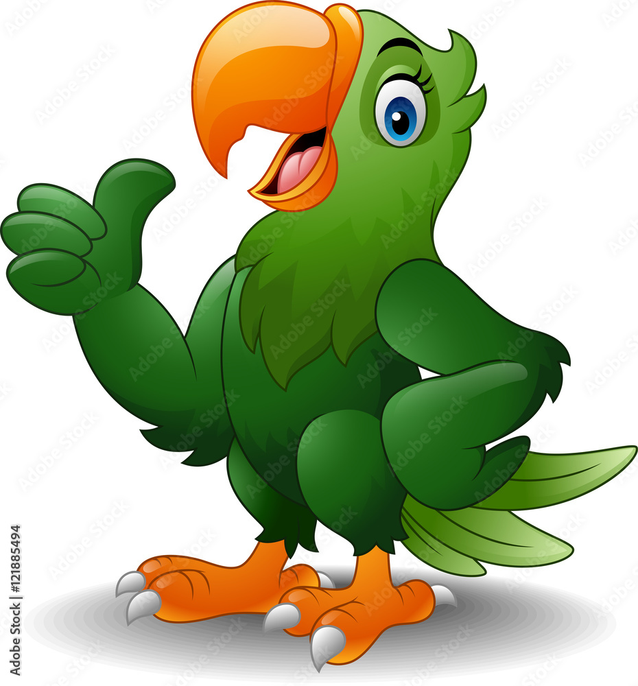 Cartoon happy parrot giving thumb up Stock Vector | Adobe Stock