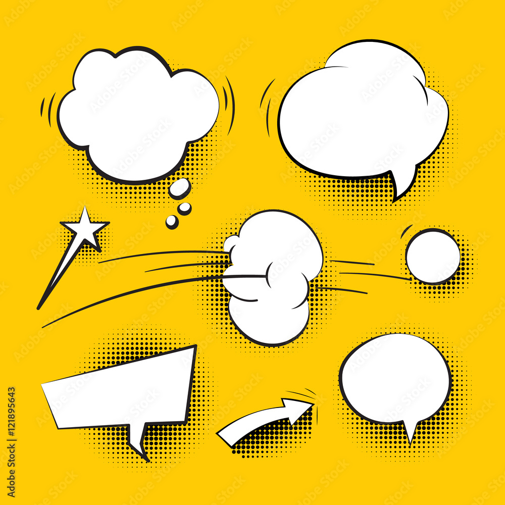 Comic cartoon speech bubbles with halftone shadows vector set Stock ...