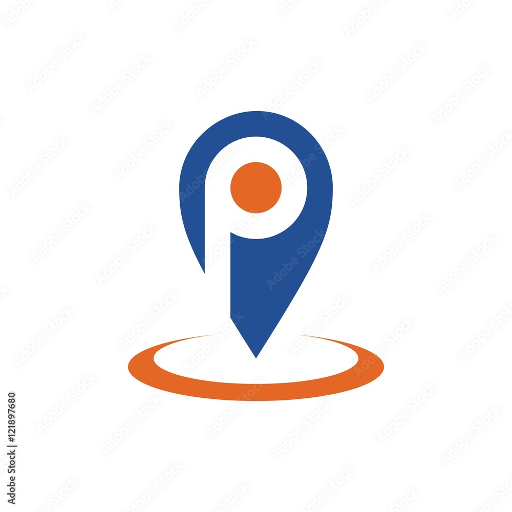 P letter in pin locator logo design Stock Vector | Adobe Stock