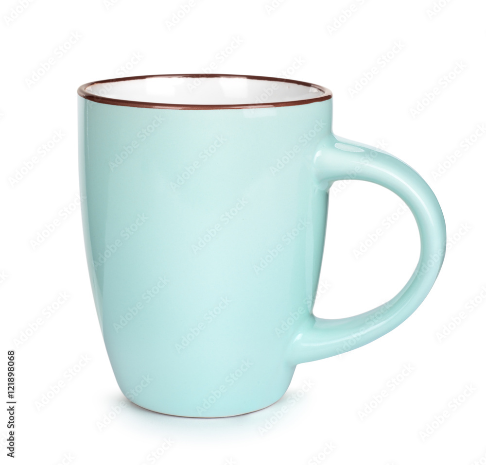 light blue cup of coffee isolated on white background Stock 사진 | Adobe ...