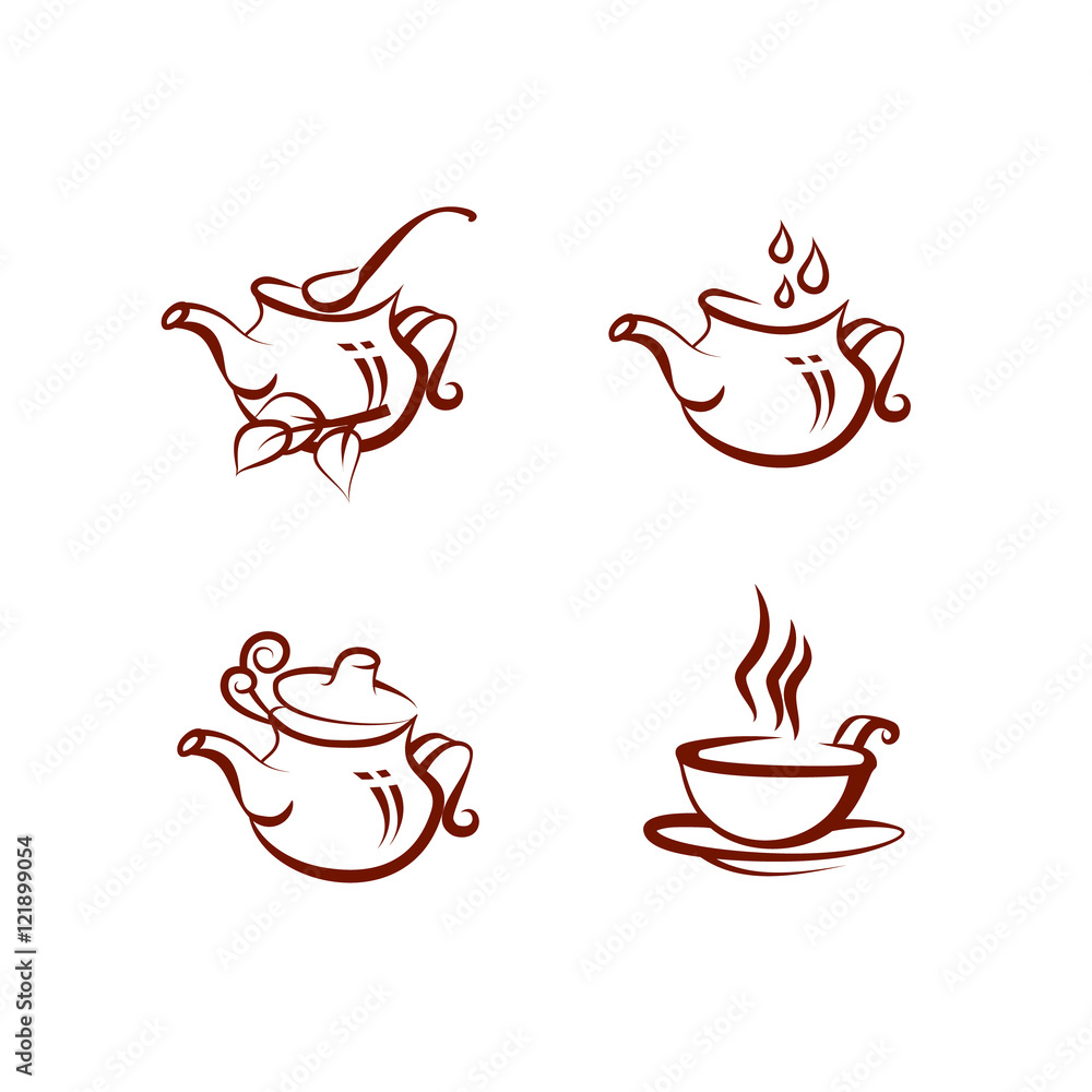 Drawn icons of tea preparation process. Stock Vector | Adobe Stock
