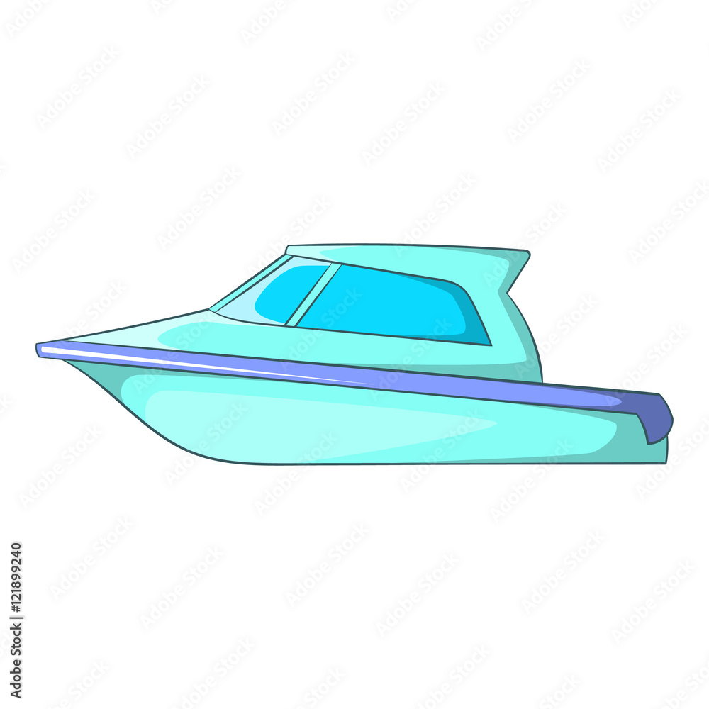 Speed boat icon in cartoon style isolated on white background. Maritime ...