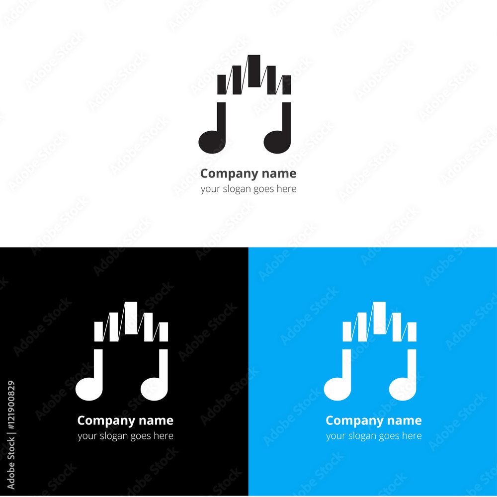 Music note logo, icon, sign, emblem motion equalizer wave beat vector ...