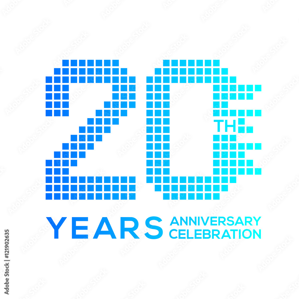 20 years anniversary with a pixels digital,technology logo Stock Vector ...