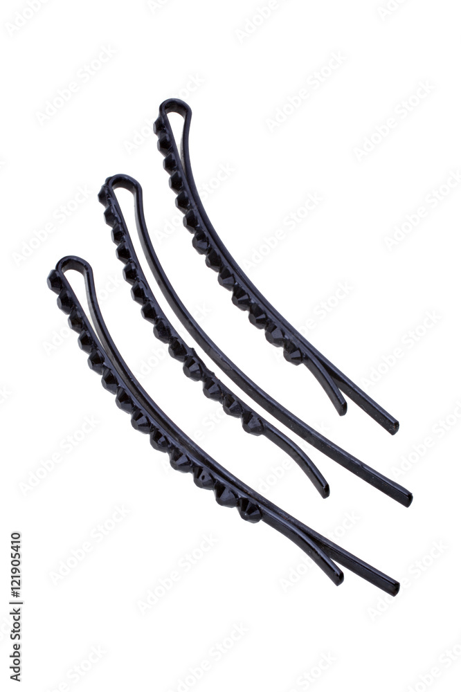Three black metal hairpins isolated on white background Stock Photo ...