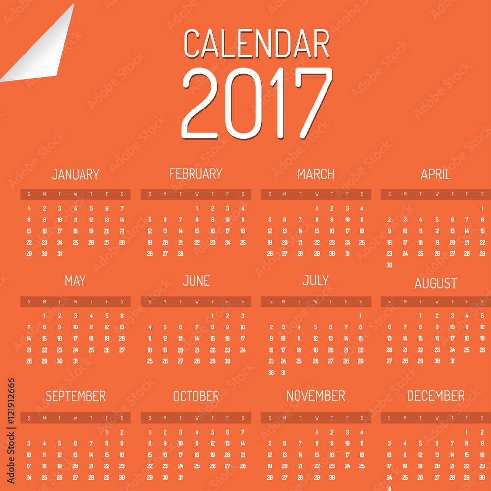 Colorful Calendar on an orange Stock Vector | Adobe Stock
