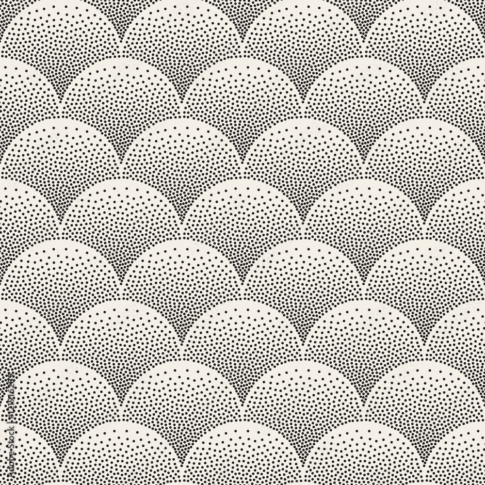 Vector Seamless Black and White Arc Shapes Stippling Pattern Stock ...