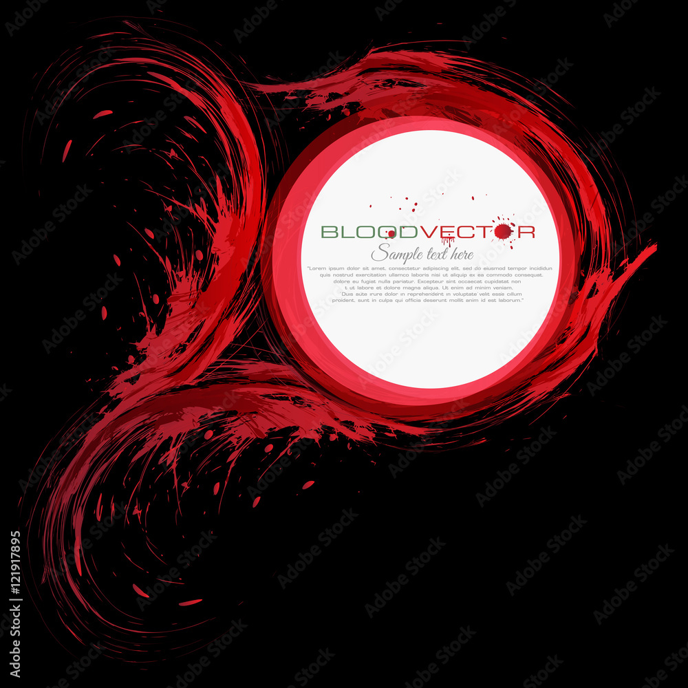 Abstract Blood splatter isolated on Black background, vector des Stock ...