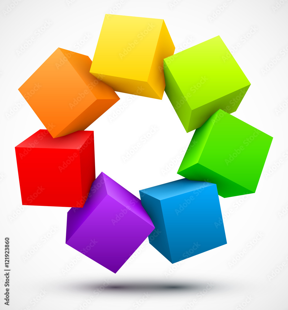 Colorful cubes on white background Stock Vector | Adobe Stock