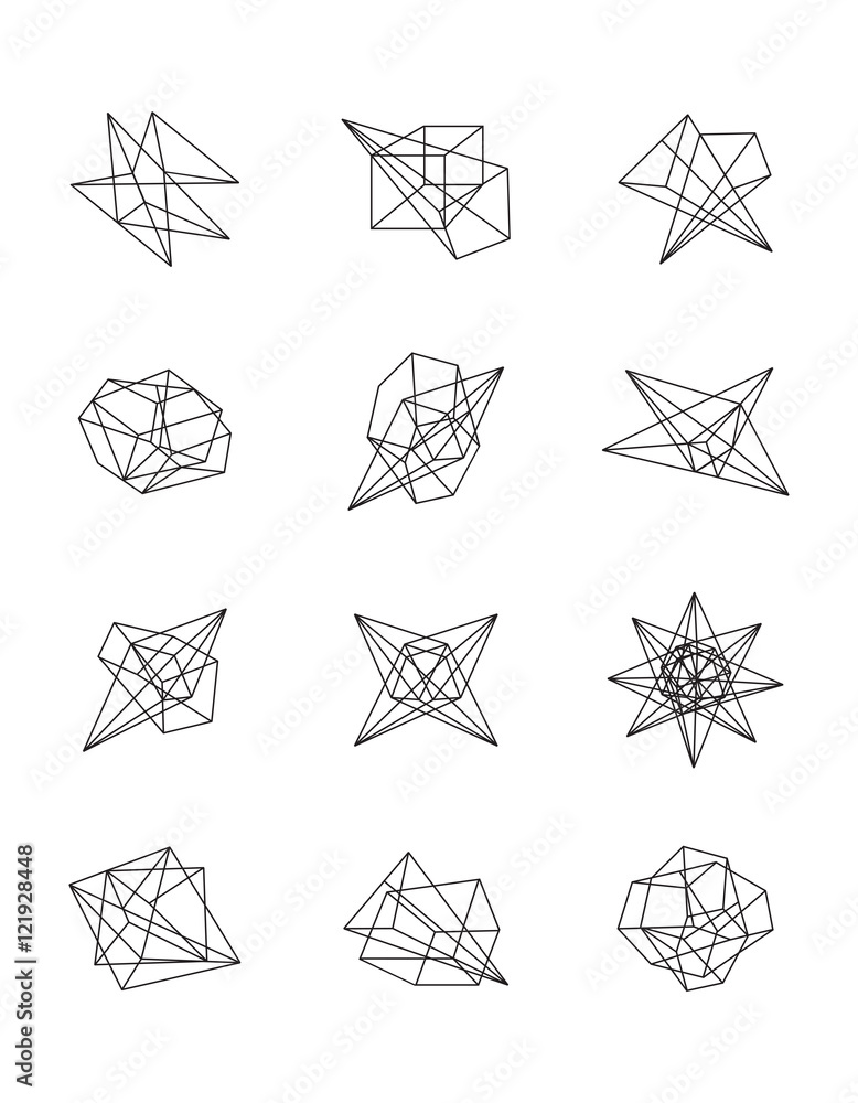 Set of geometric shapes. Vector isolated. Trendy logo or icons. Design ...
