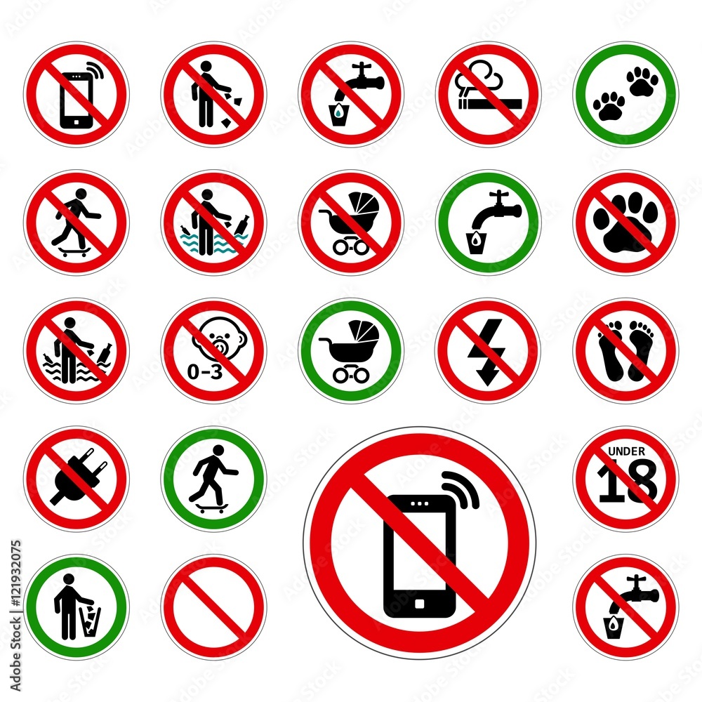 STOP! Yes / No. Vector. Set of icons. The icon with a green / red ...