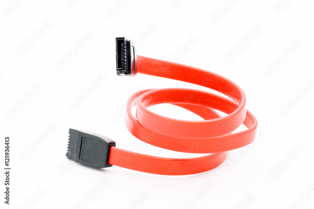 Red SATA cable isolated on a white background Stock Photo | Adobe Stock