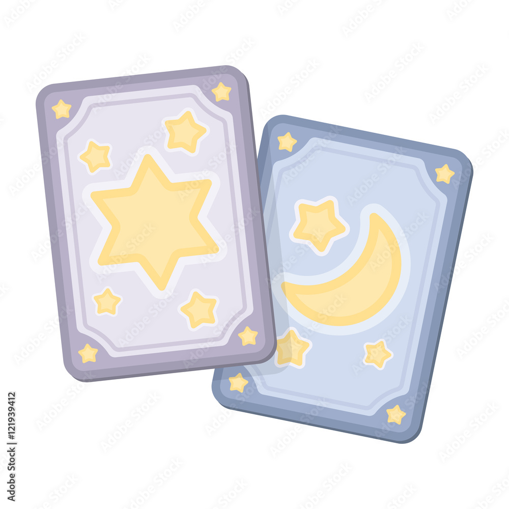 Tarot cards icon in cartoon style isolated on white background. Black ...