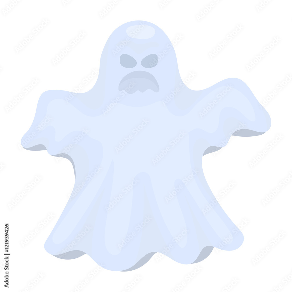 Ghost icon in cartoon style isolated on white background. Black and ...
