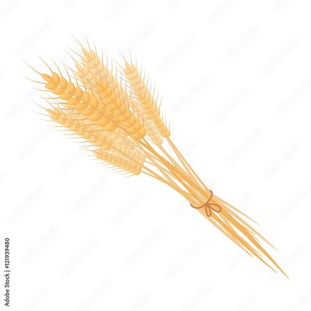Bundle of wheat icon in cartoon style isolated on white background ...