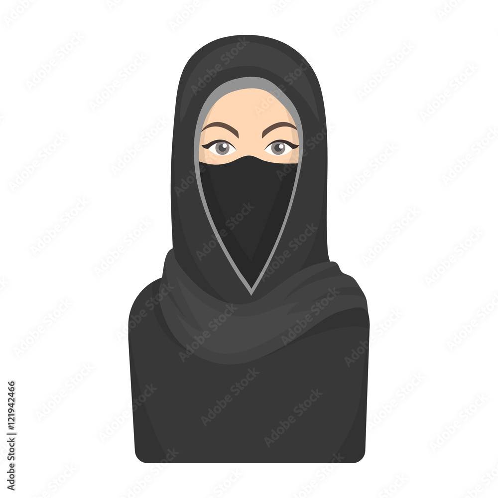 Niqab icon in cartoon style isolated on white background. Religion ...