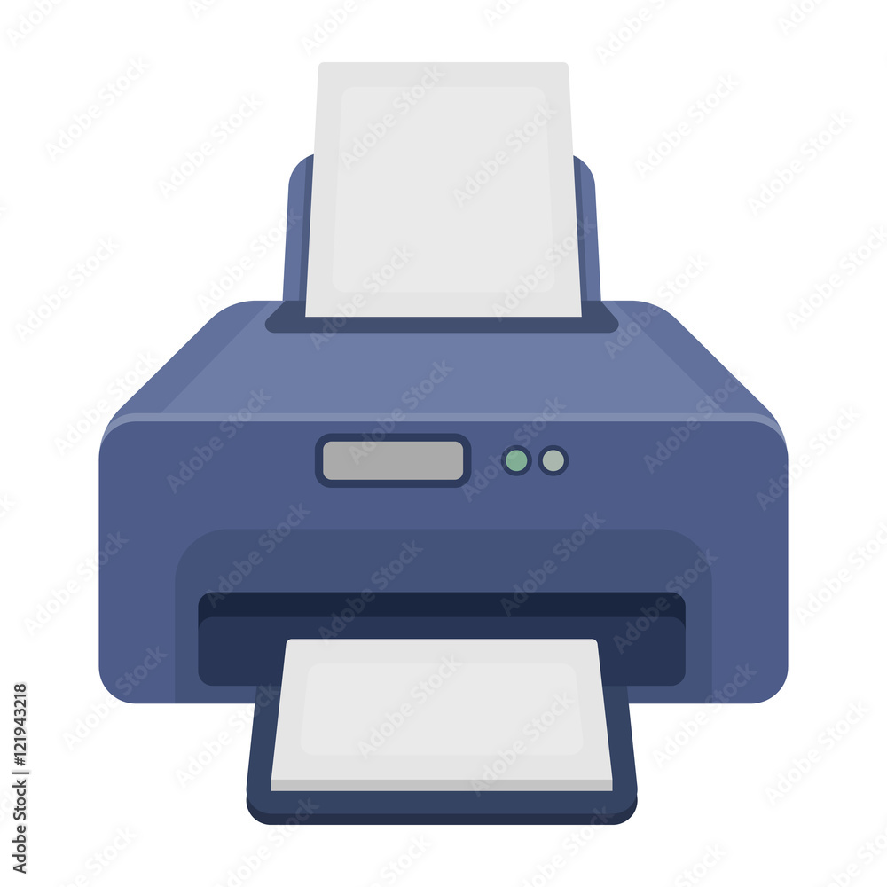 Printer icon in cartoon style isolated on white background. Typography ...