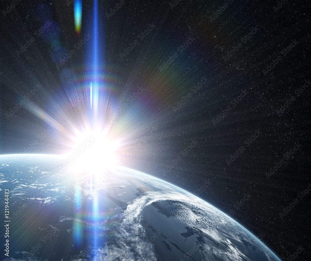 Orbital view on a planet from space Stock Photo | Adobe Stock