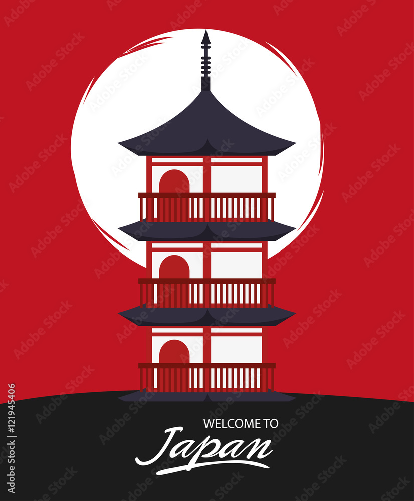 Building icon. Architecture japan and asian culture theme. Colorful ...
