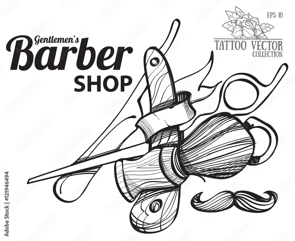 Hand drawing of the logo for the barber shop. Stock Vector | Adobe Stock