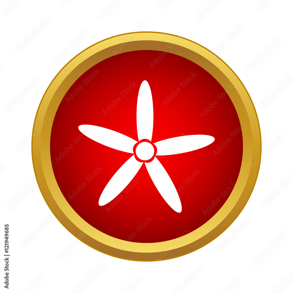 Propeller icon in simple style in red circle. Flight and spare parts ...