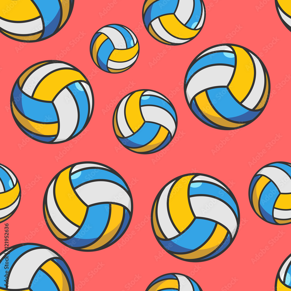 Volleyball seamless pattern. Sports accessory ornament. Volleyba Stock ...
