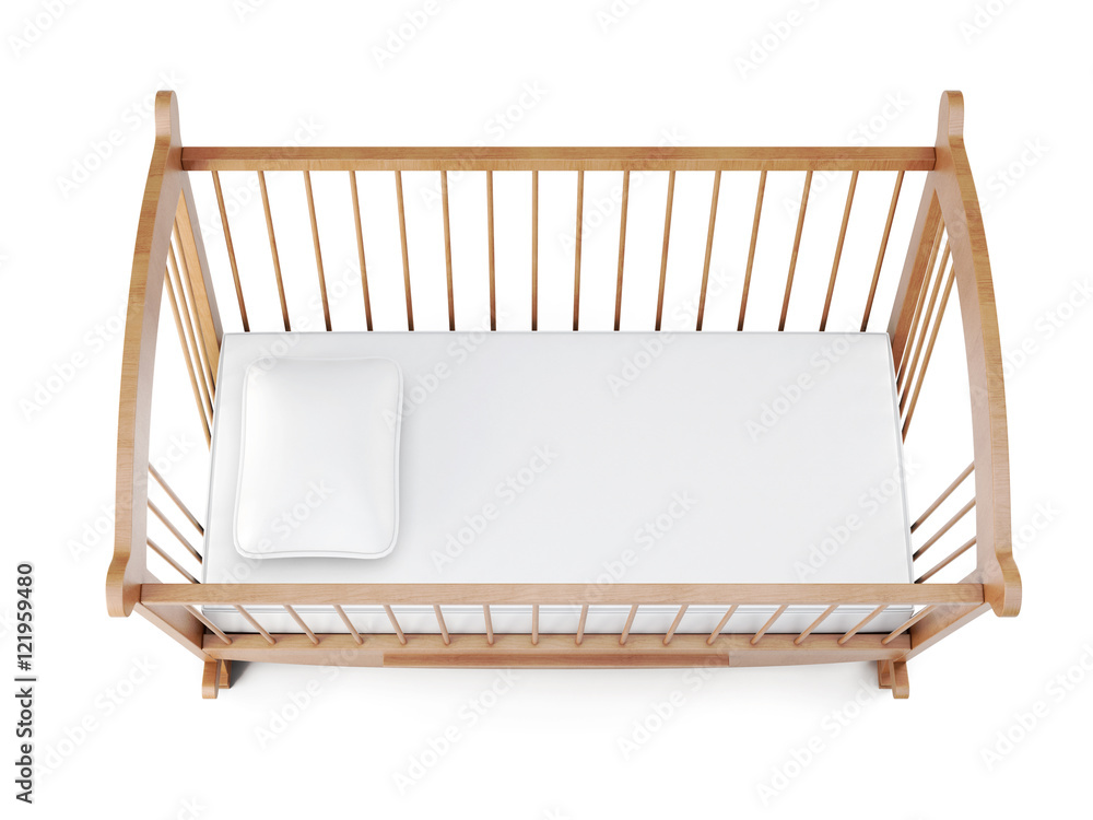 Wooden crib isolated on white background. 3d rendering Stock ...