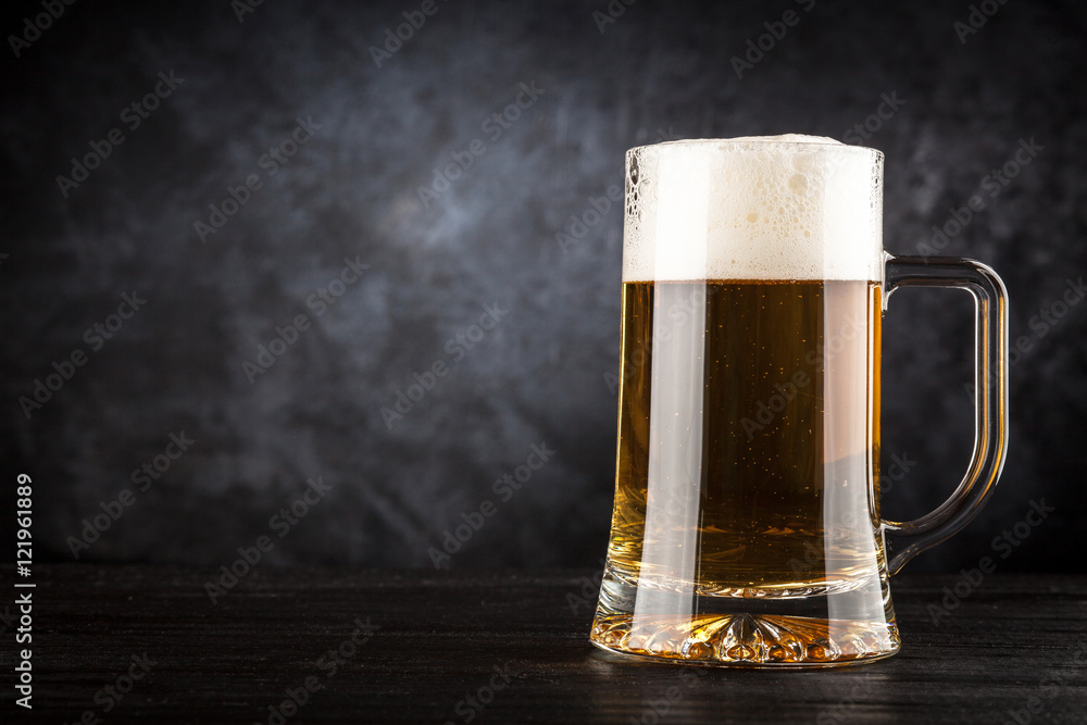 Beer mug on black background Stock Photo | Adobe Stock