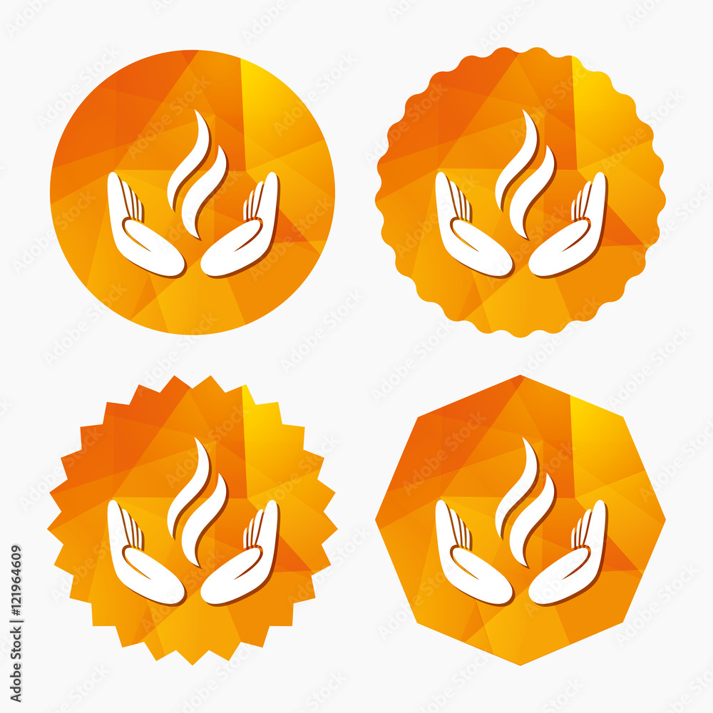 Energy hands sign icon. Power from hands symbol. Stock-Vektorgrafik ...