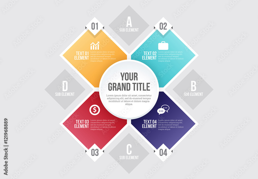 Modelo de Grid and Circle Infographic do Stock | Adobe Stock