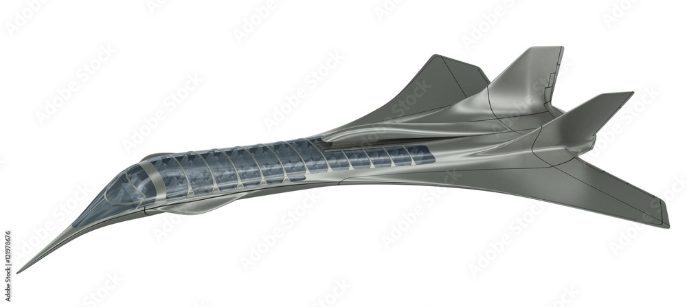3D Illustration of a futuristic airplane, for science fiction or ...