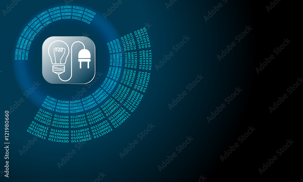 Vector abstract background with circular binary code and energy Stock ...