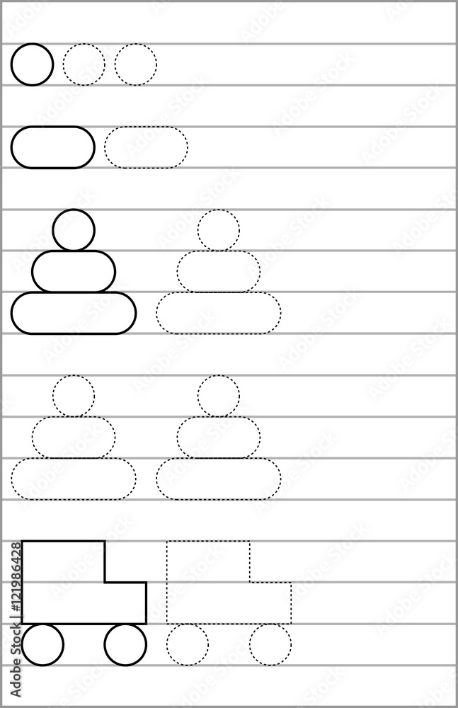 Page with exercises for young children in line. Developing skills for ...