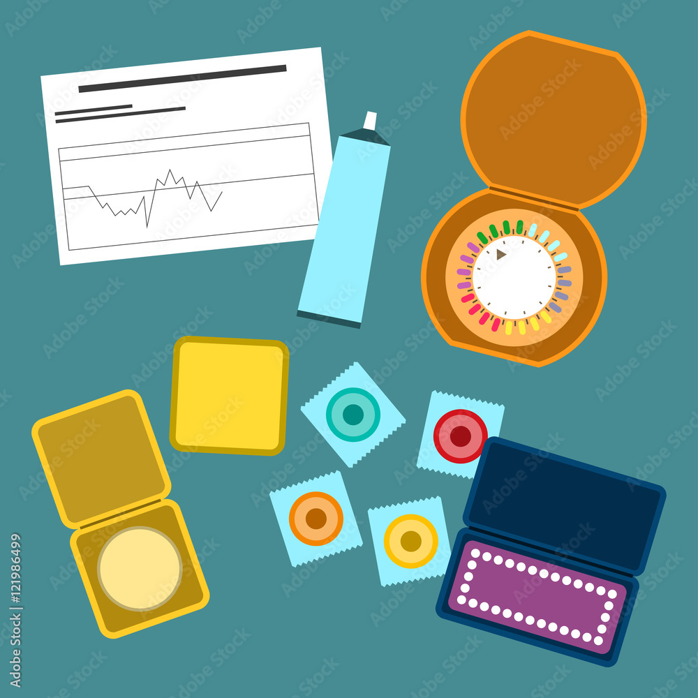 Contraception Methods Vector Illustration Different Methods Of Contraception Methods Vector Illustration Different Methods Of