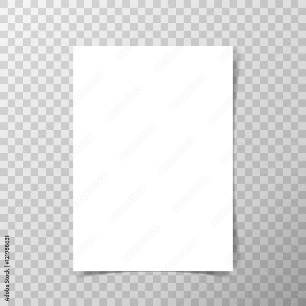 Vector A4 format paper with shadows on transparent background. Stock ...