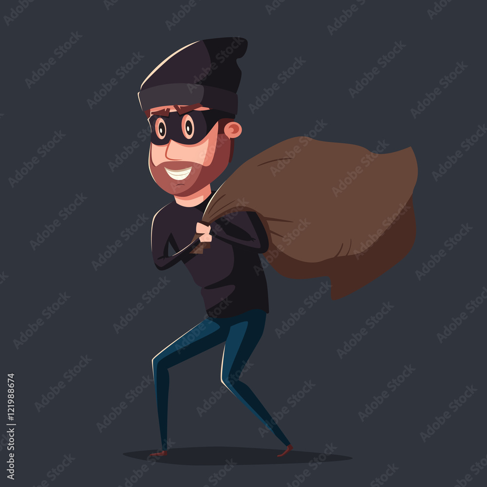 Cute thief character. Vector cartoon illustration Stock Vector | Adobe ...