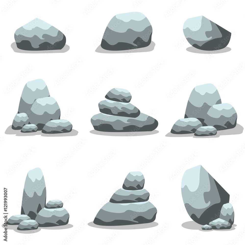 Stones and rocks in cartoon style vector Stock Vector | Adobe Stock