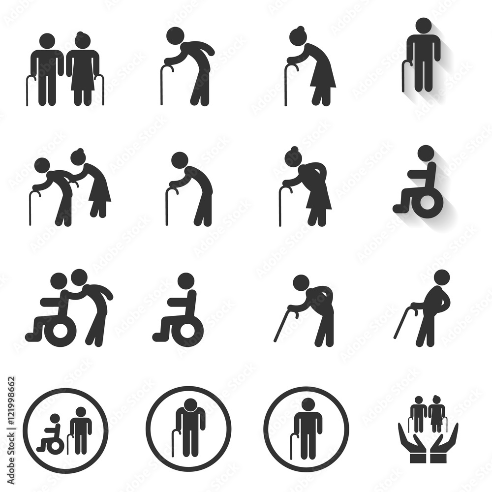 Elder Icon , Older person vector set Stock Vector | Adobe Stock