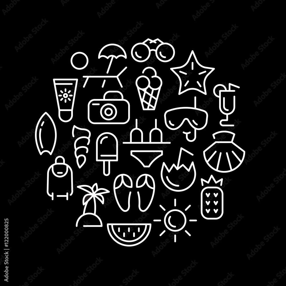 Summer time vector illustrations with icons Stock Vector | Adobe Stock