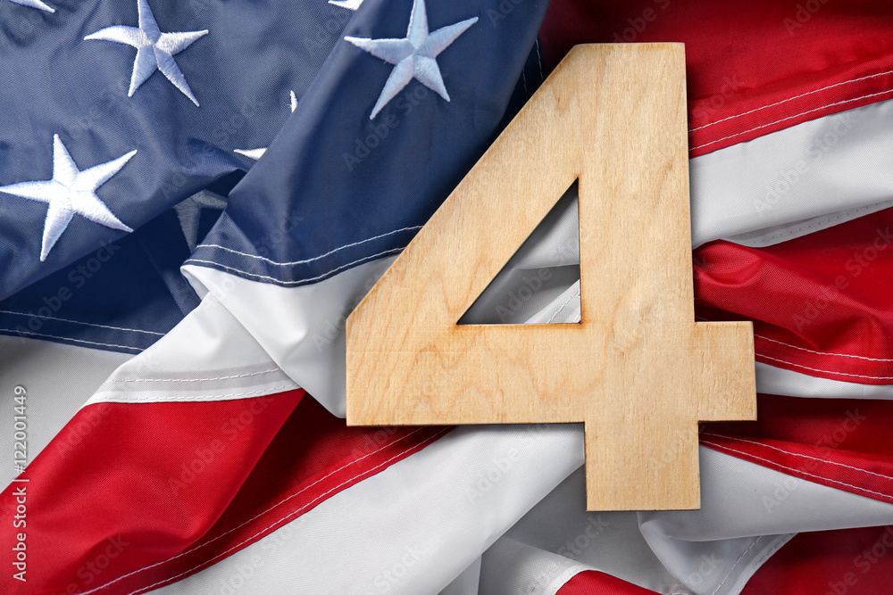 Independence day concept. American flag with number 4 closeup Stock ...