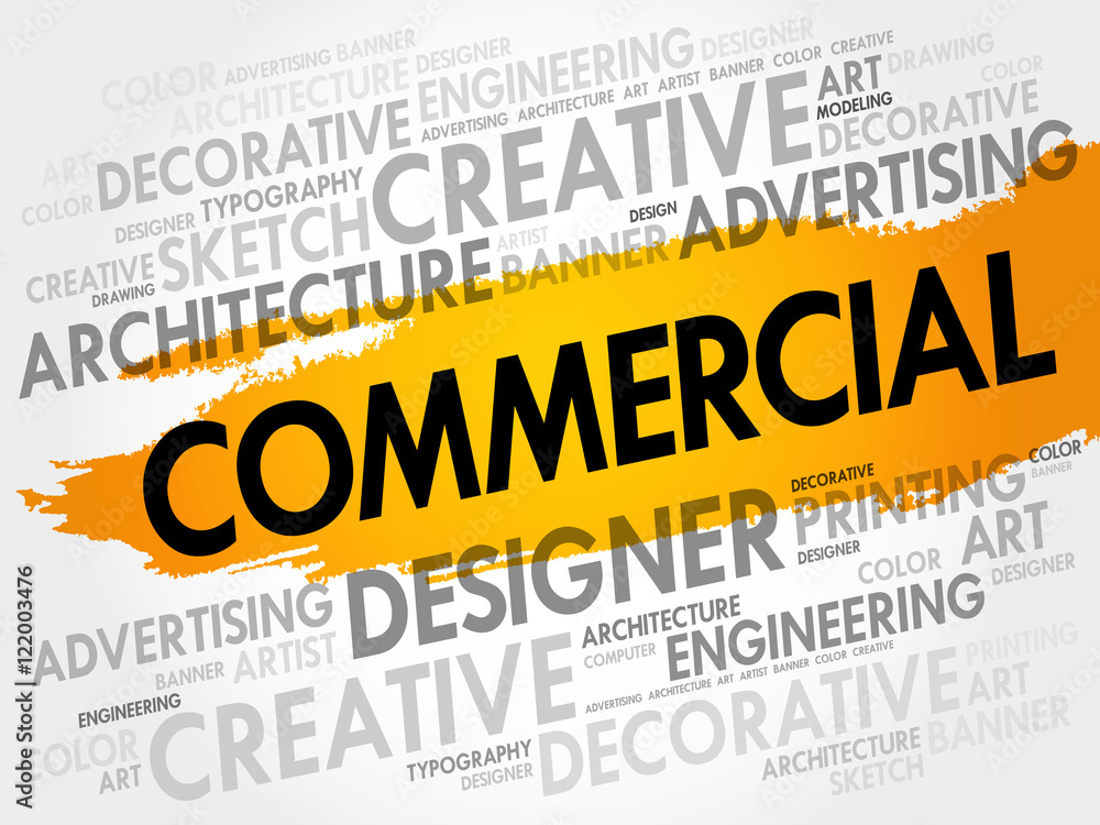 COMMERCIAL word cloud, creative business concept background Stock ...