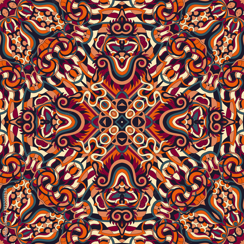 Tracery seamless calming pattern. Mehndi design. Ethnic colorful doodle ...