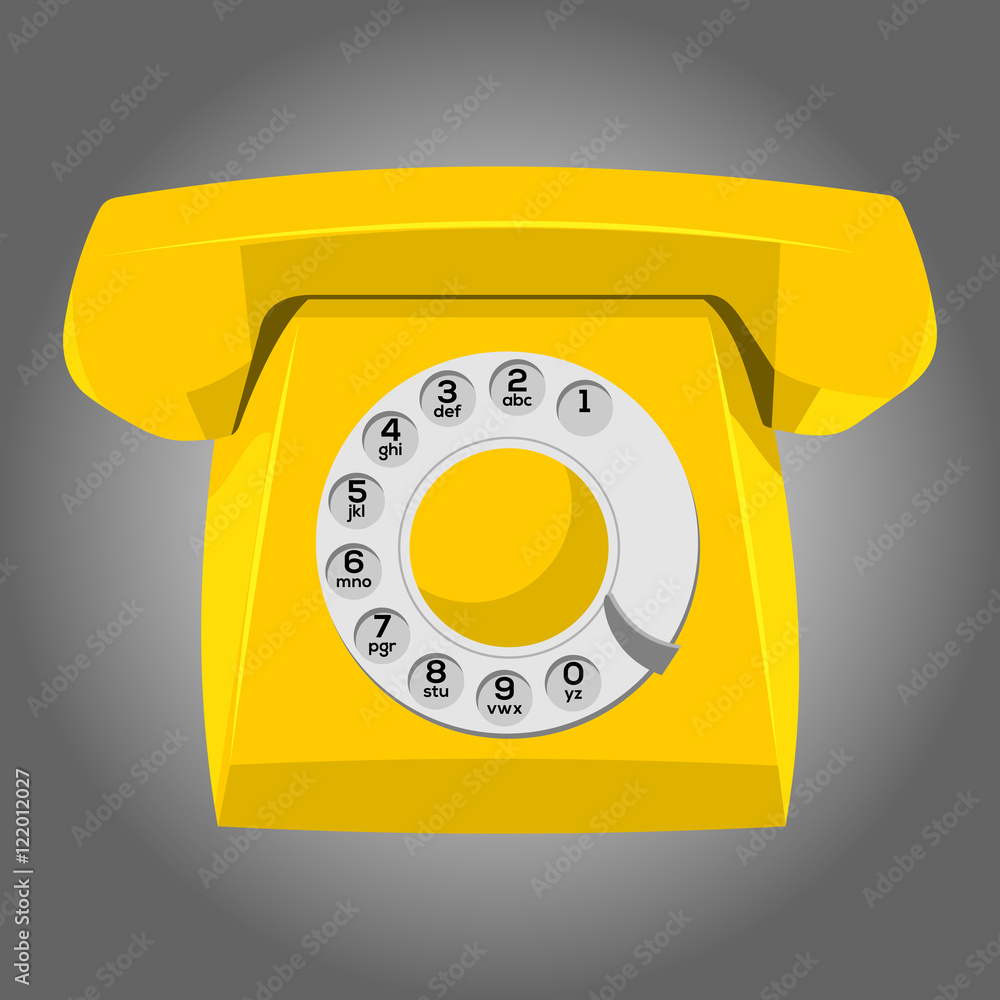 Yellow vector retro phone Stock Vector | Adobe Stock
