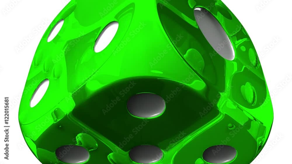 Green Dice On White Background. Loop able 3DCG render Animation. Stock ...